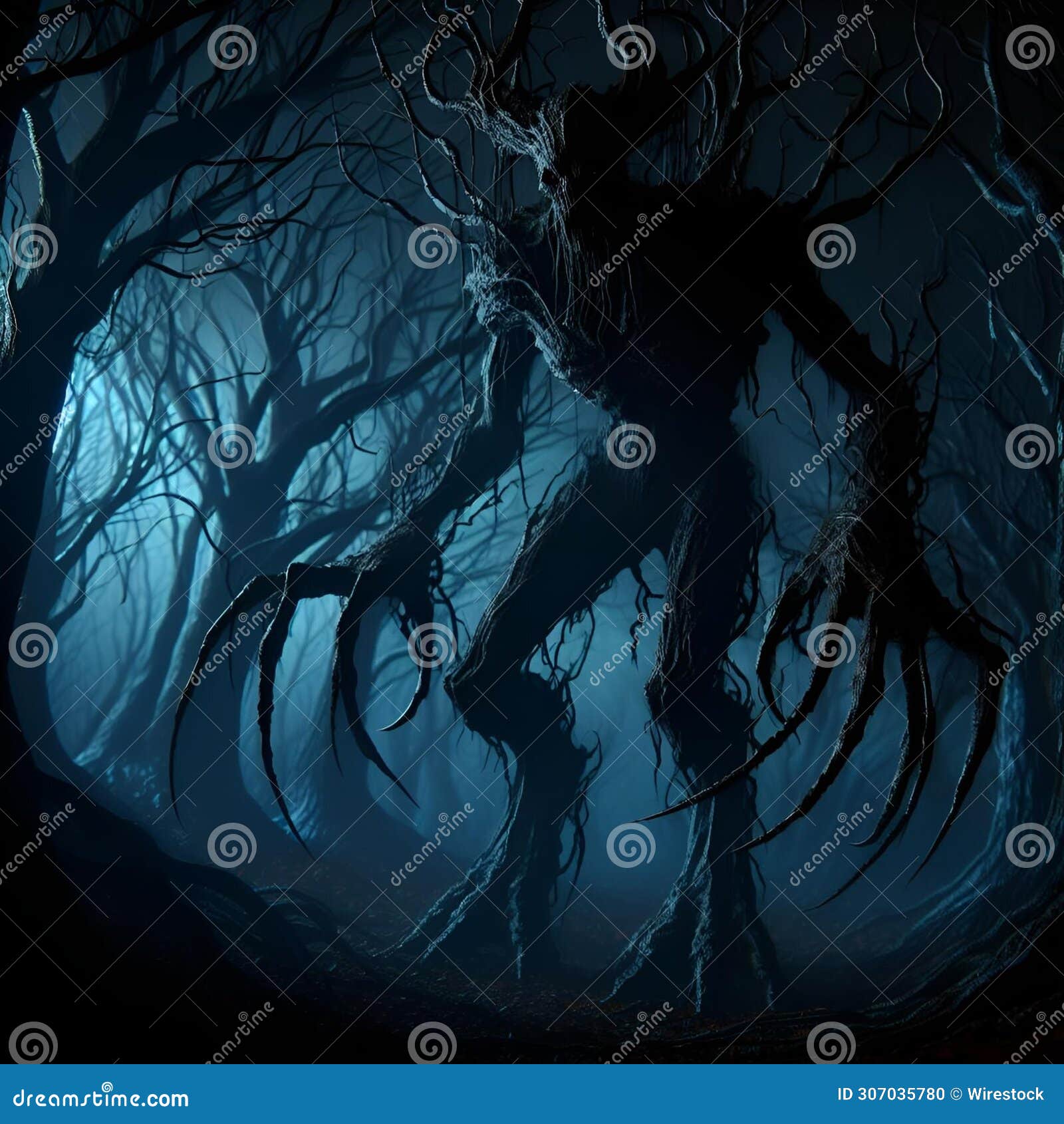 AI Generated Illustration of a Forester Man Featuring a Spooky Tree in ...