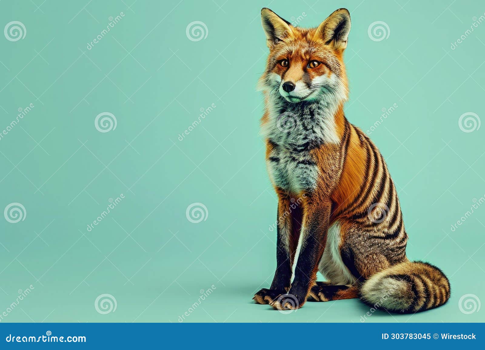 AI Generated Illustration of a Fox with a Tiger Print on a Green ...