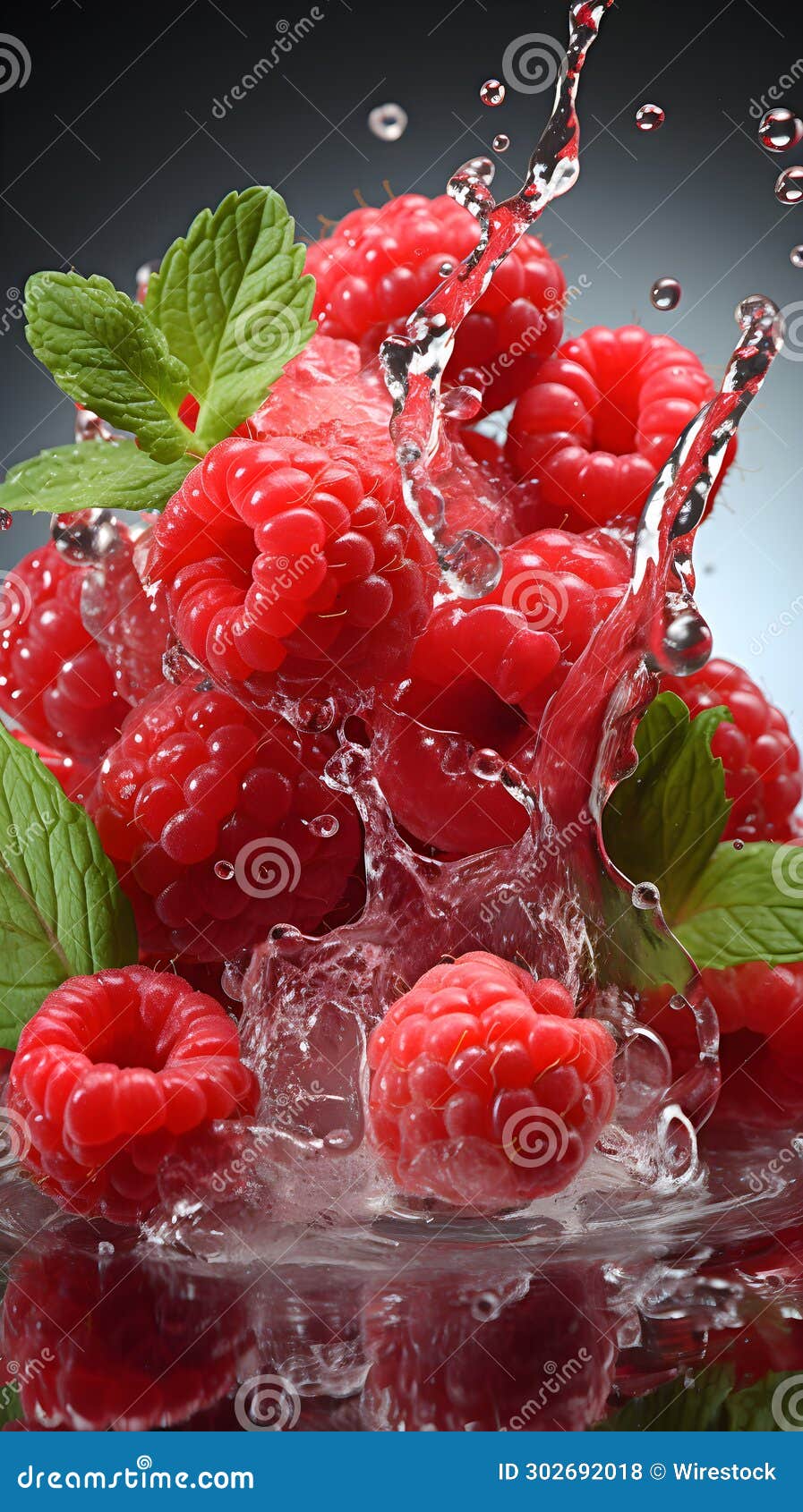AI Generated Illustration of Fresh Raspberry with Water Droplets Stock ...