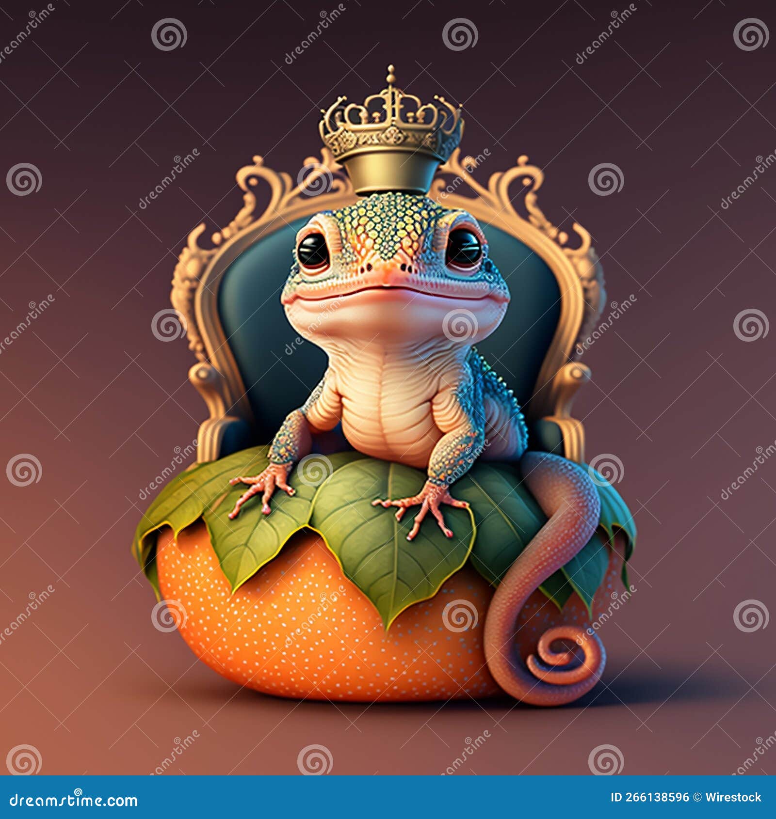 AI Generated Illustration of a Frog with a Crown Sitting in a Throne ...