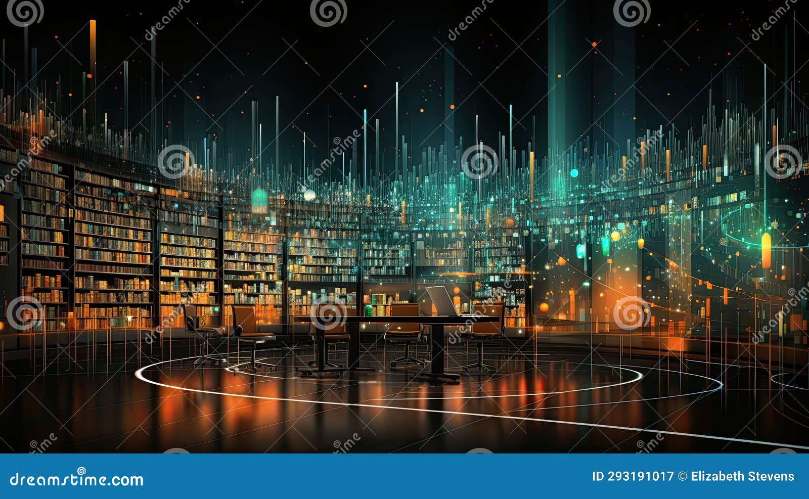 Welcome To a Library of the Future Stock Illustration - Illustration of ...