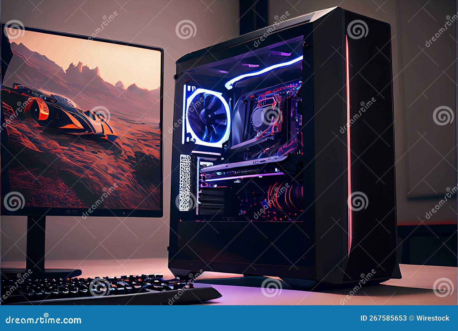 AI-generated Illustration of a Gaming PC in a Room Stock Illustration ...