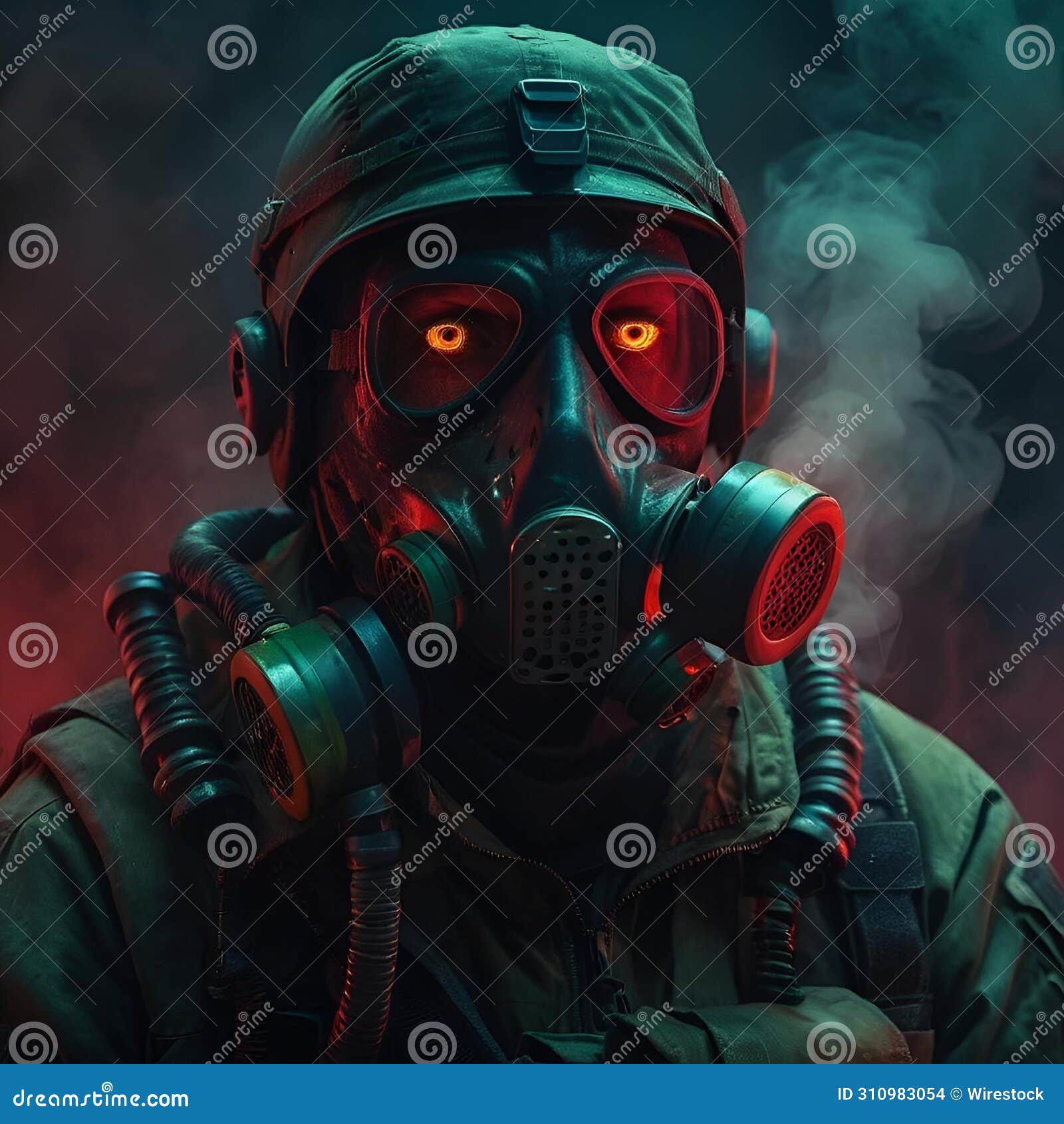 AI Generated Illustration of a Gas Mask Guy Stock Illustration ...