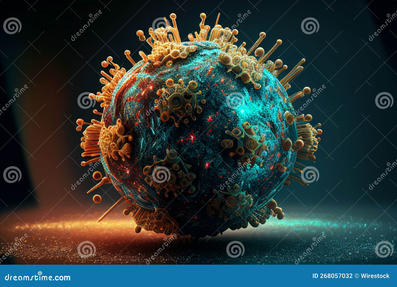 AI Generated Illustration of a Germ or a Virus Model with Many Spikes ...