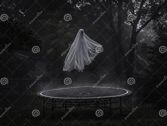 AI Generated Illustration of a Ghost Hovering Over a Trampoline Stock ...