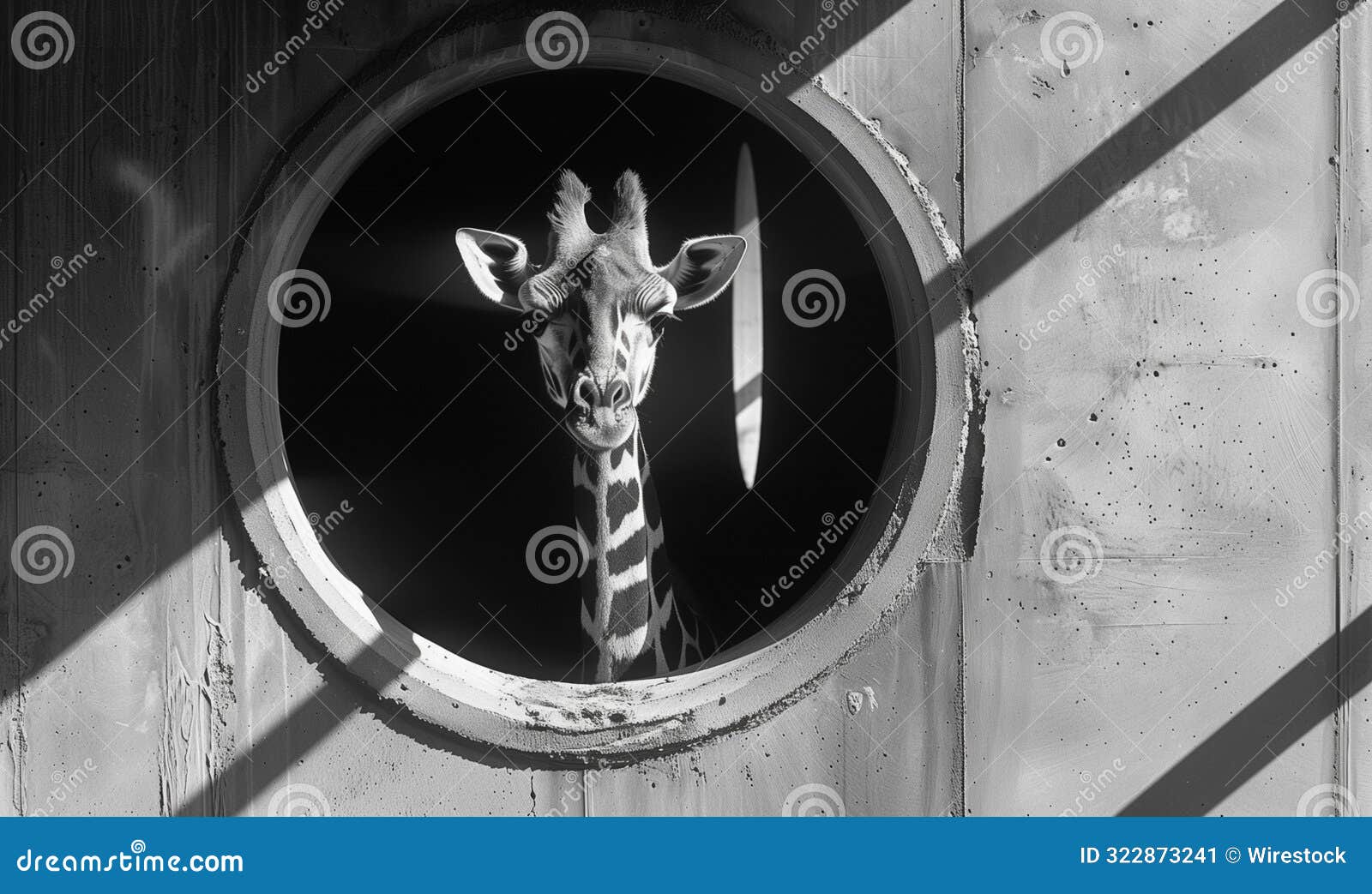 AI Generated Illustration of a Giraffe Peeking through Circular Window ...