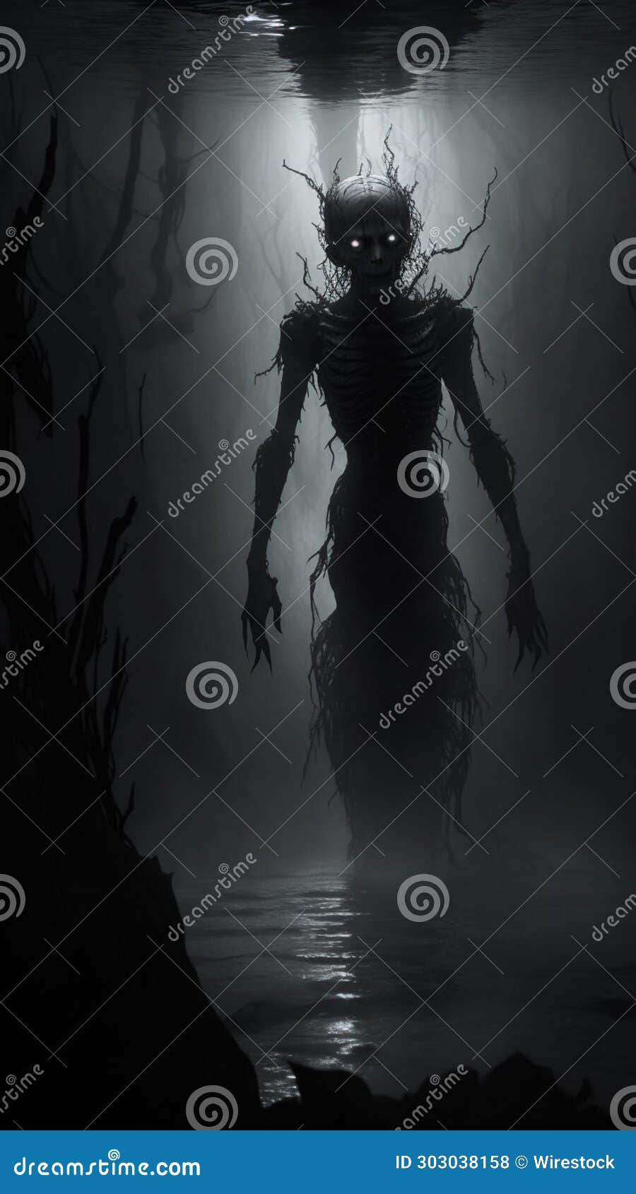 Mysterious Dark Creature through the Shadows Stock Illustration ...