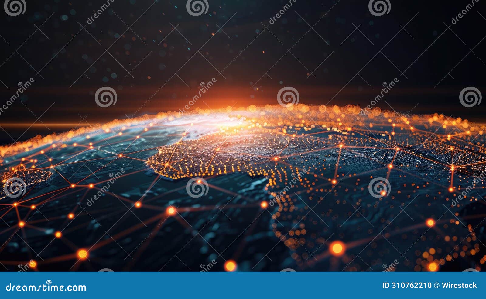 AI Generated Illustration of Global Map with Interconnected Digital ...