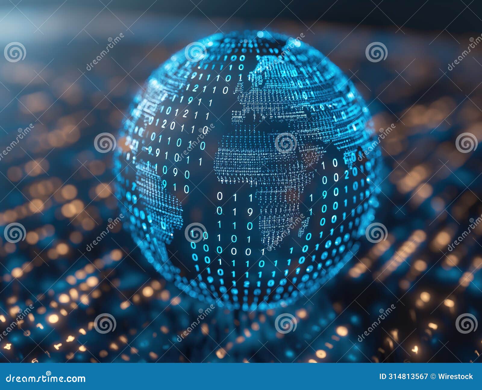 AI-generated Illustration of the Globe with Binary Numbers, the Concept ...