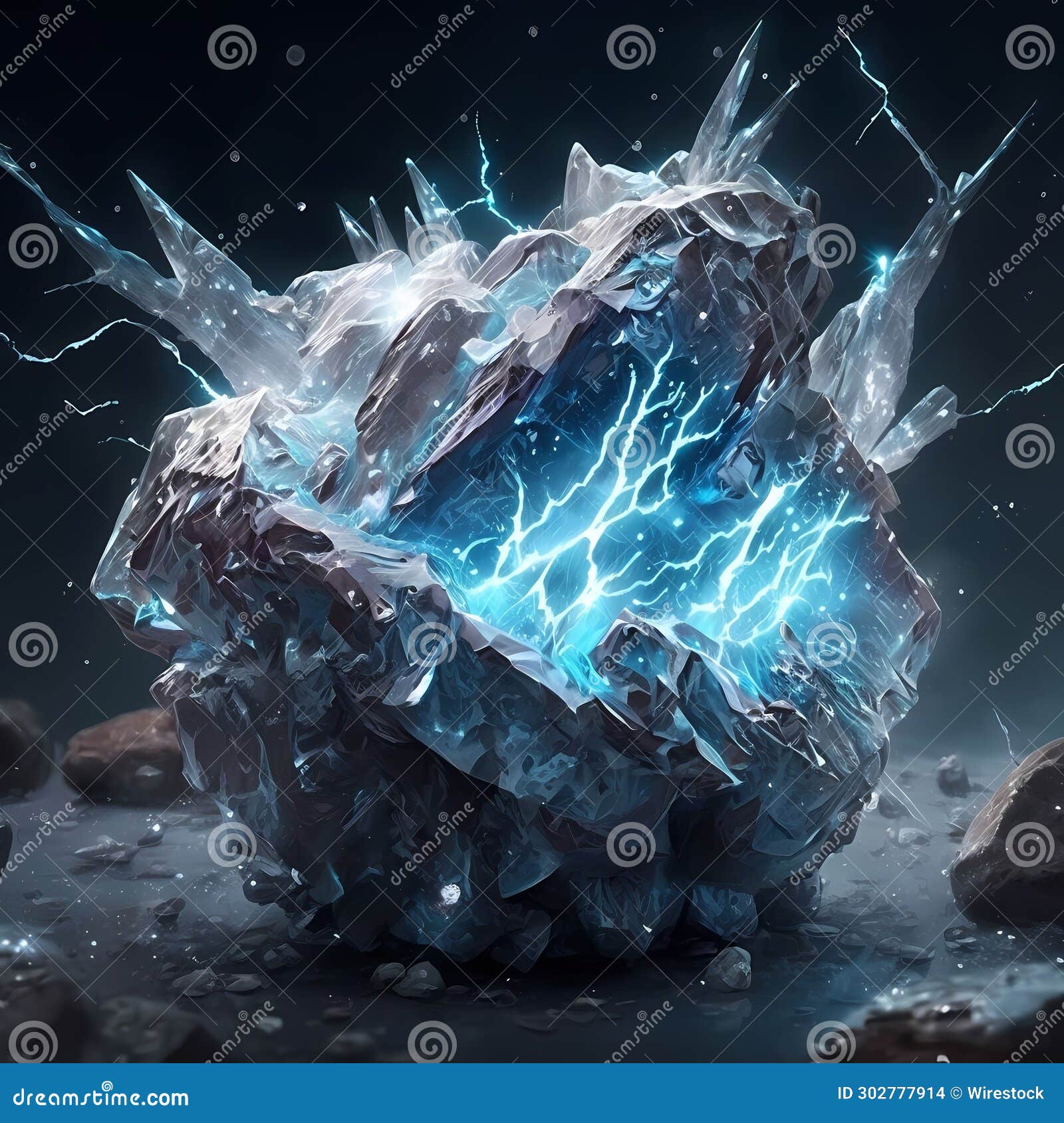 AI Generated Illustration of a Glowing, Abstract Lightning Strike Stock ...