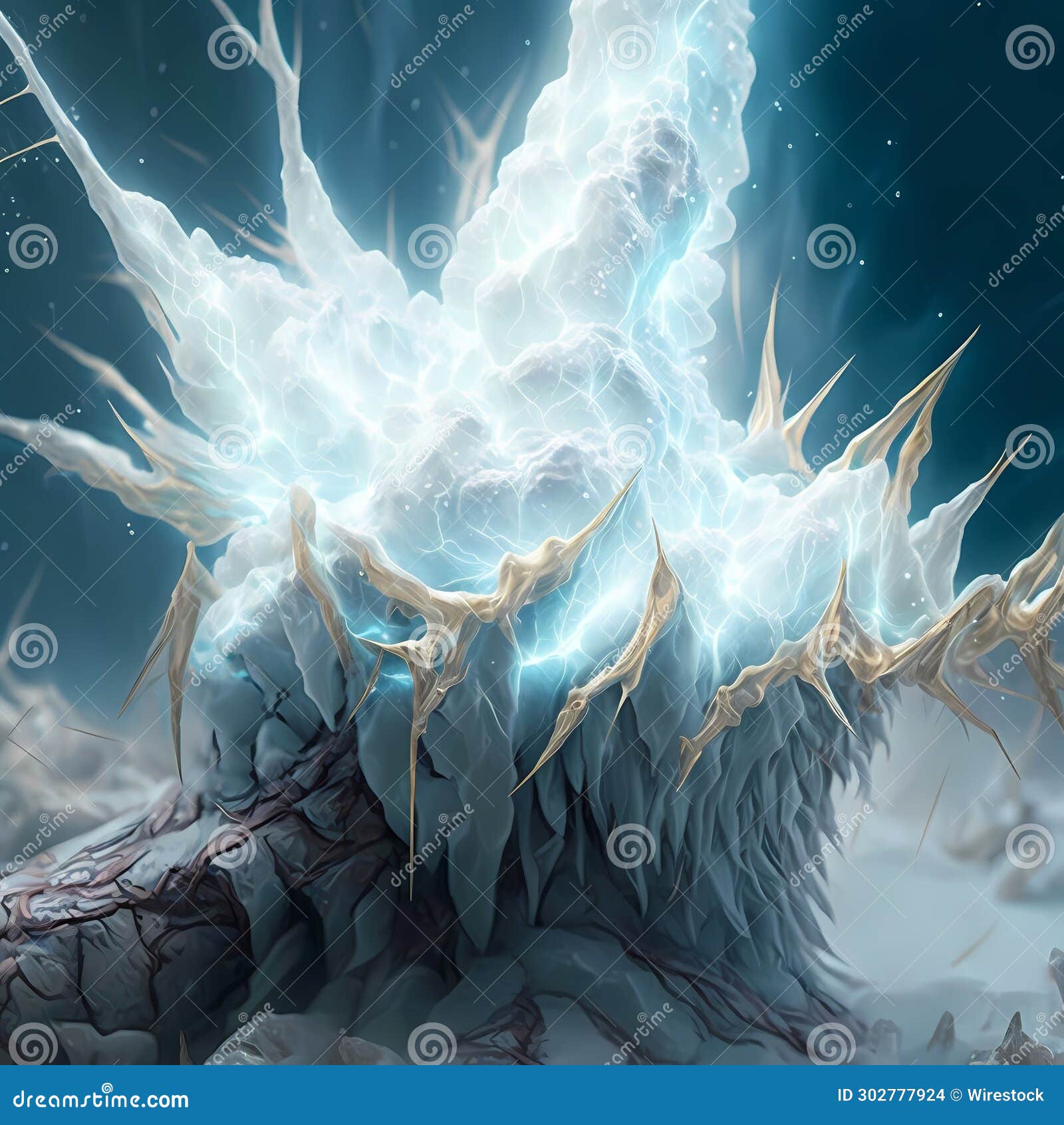 AI Generated Illustration of a Glowing, Abstract Lightning Strike Stock ...