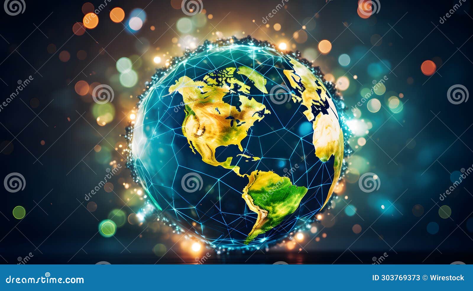 AI Generated Illustration of a Glowing Globe with the Continents ...