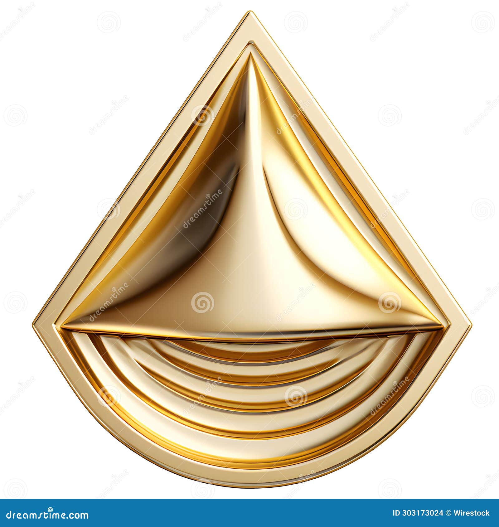 Golden Abstract Pyramid Shape Object Isolated on White Background Stock ...