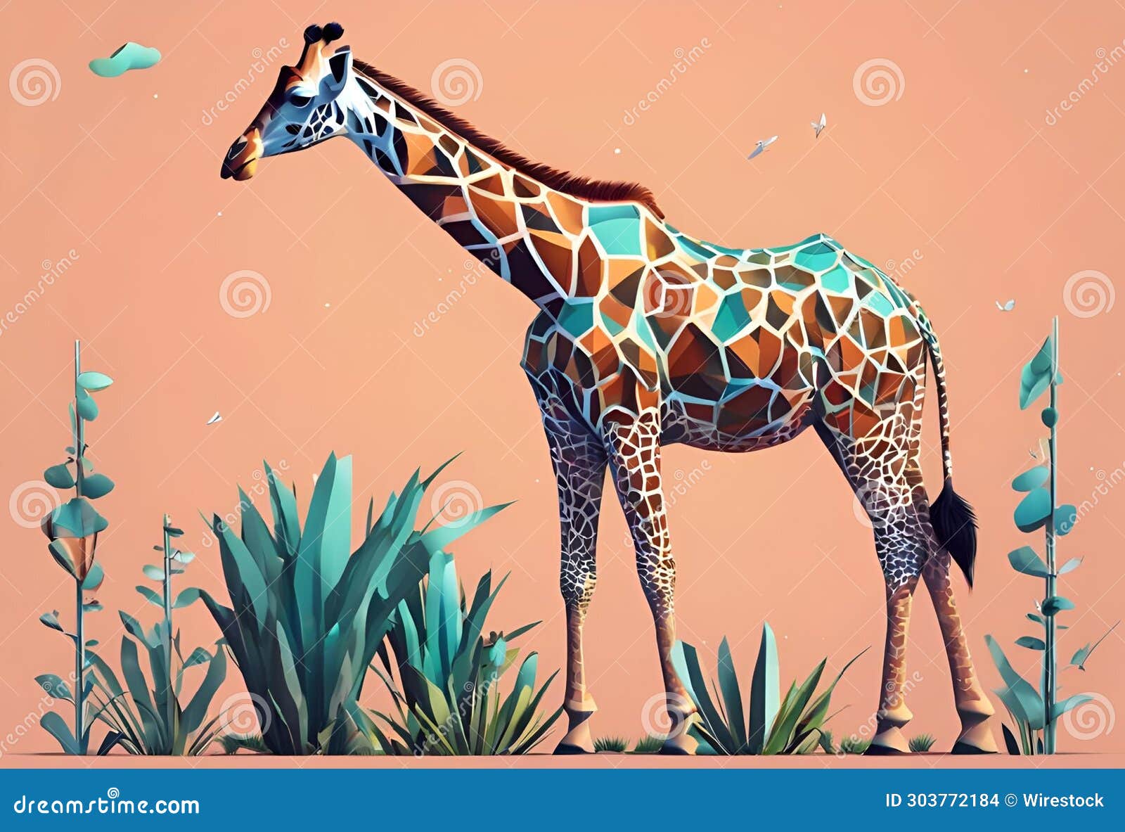 AI Generated Illustration of a Gorgeous Giraffe Standing in a Grassy ...