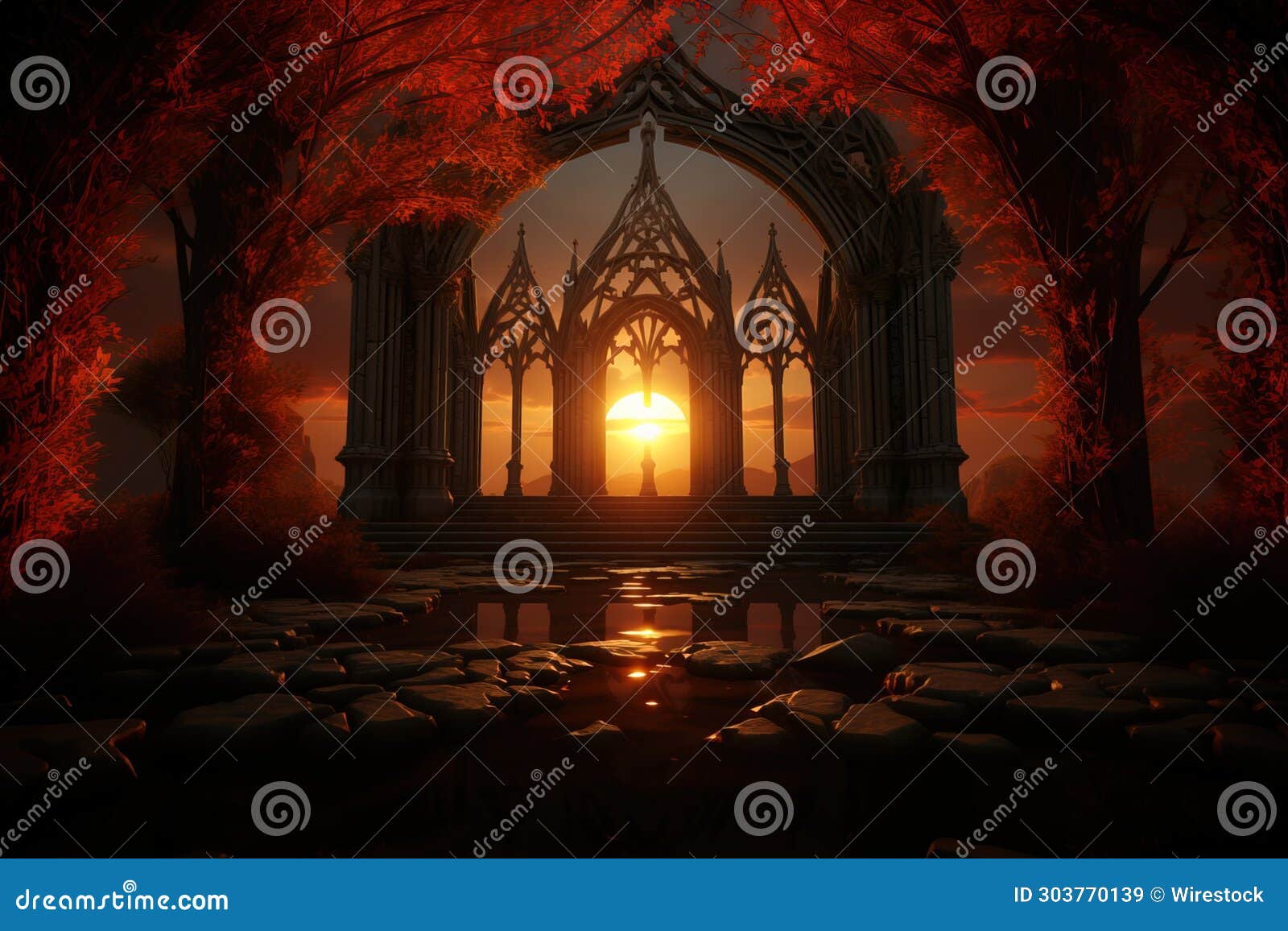 Gothic Structure In Luminous Impressionism Abstract Painting With ...