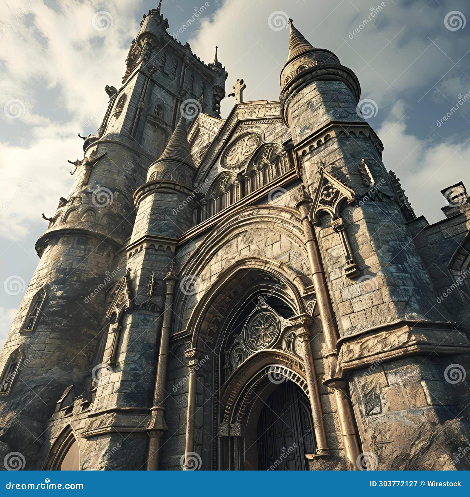 Gothic Structure In Luminous Impressionism Abstract Painting With ...