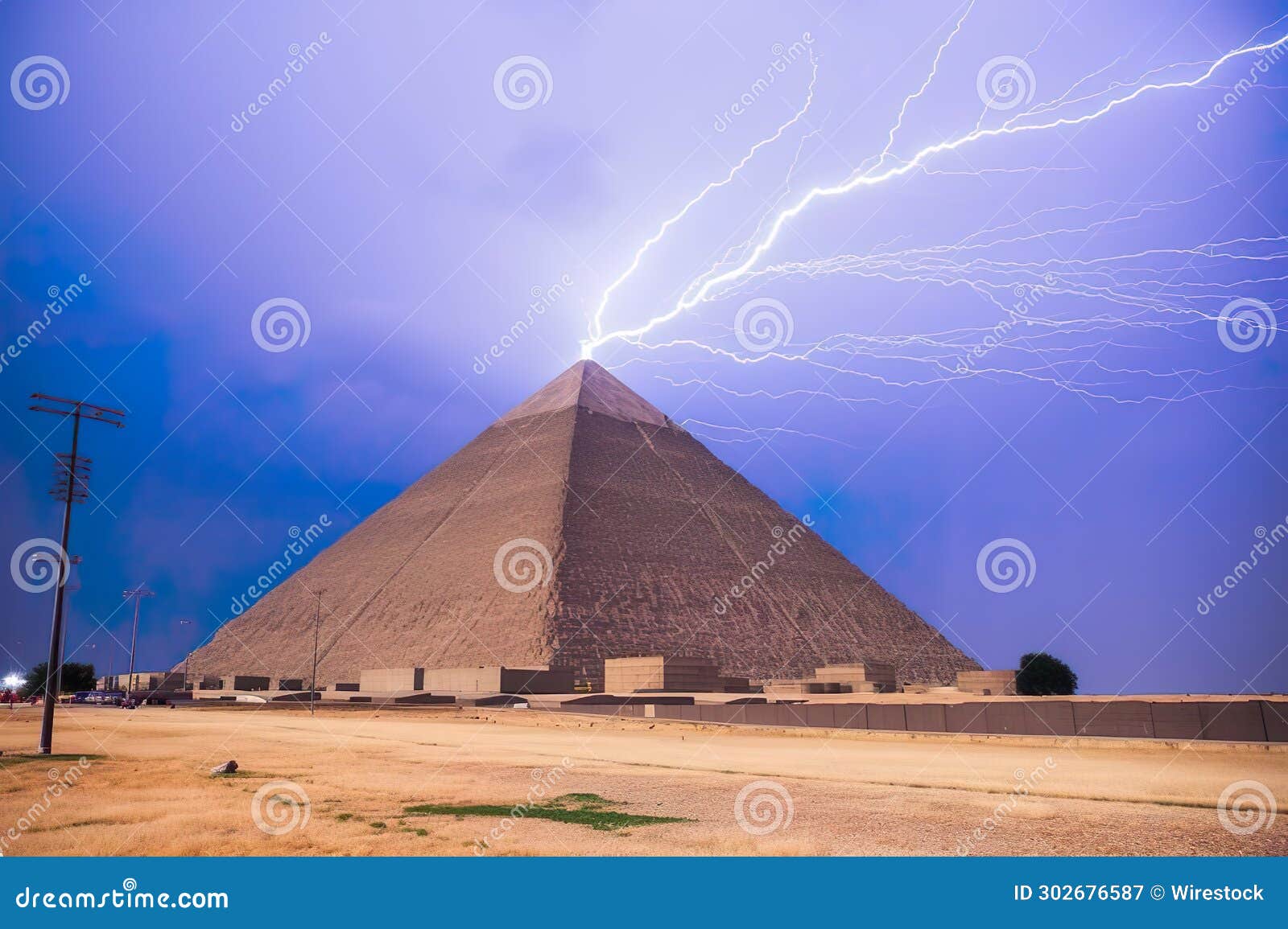 AI Generated Illustration of the Great Pyramid of Giza Illuminated by a ...
