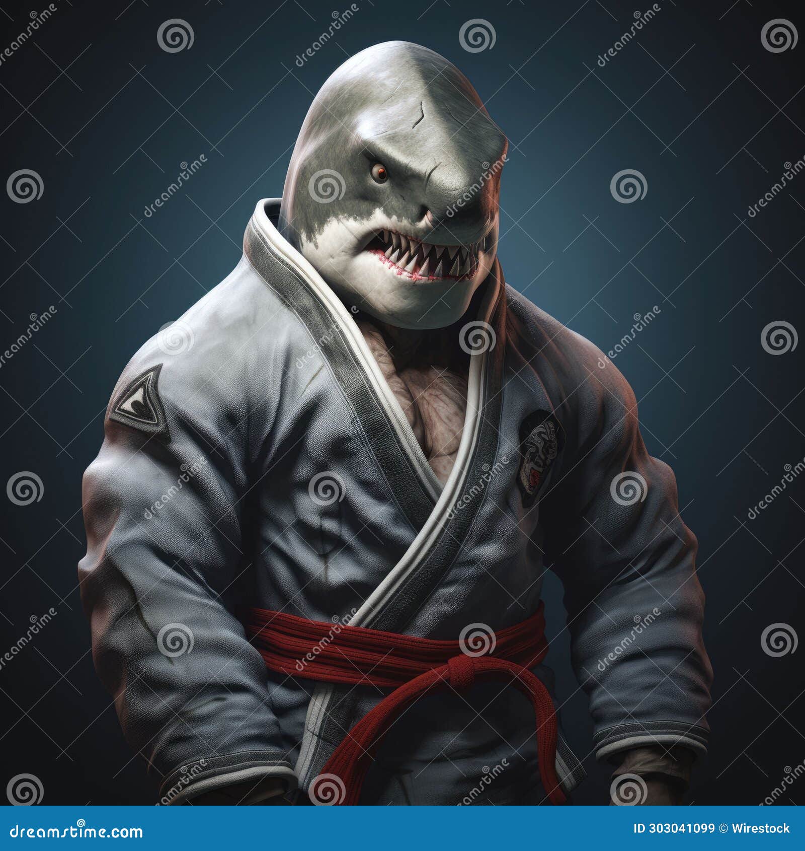 AI Generated Illustration of a Great White Shark Dressed in a Karate Gi ...