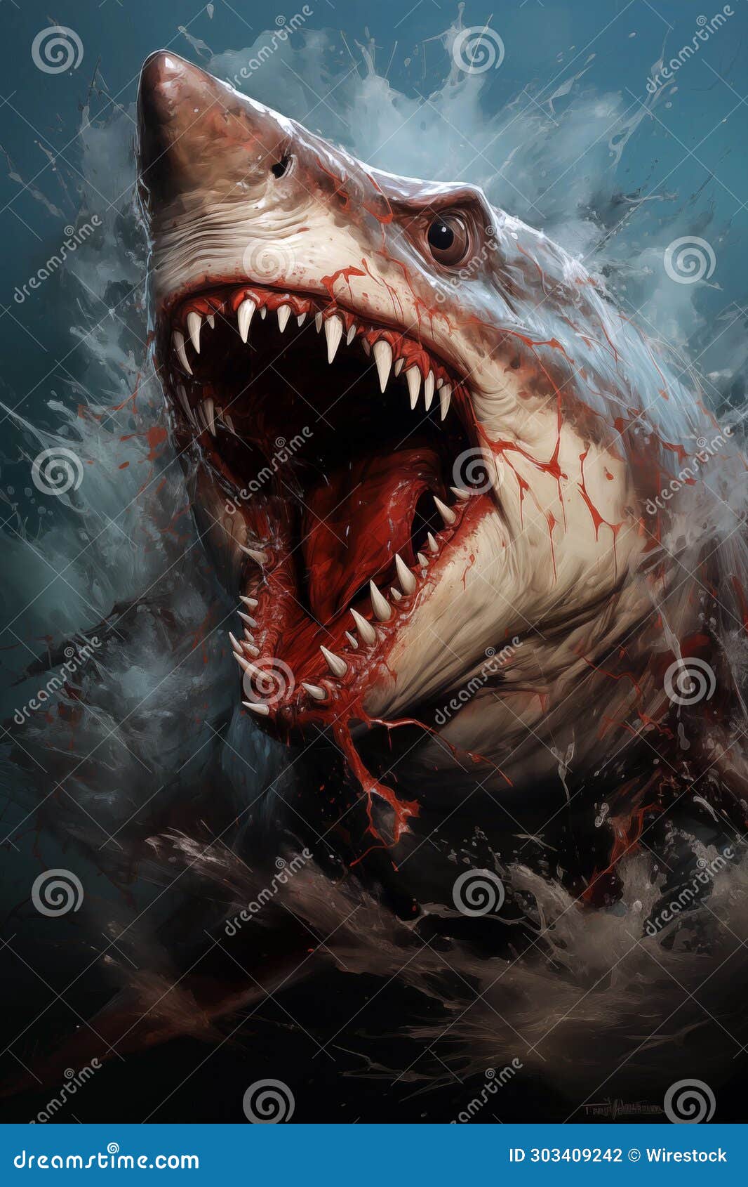 AI-generated Illustration of a Great White Shark, with Its Razor-sharp ...