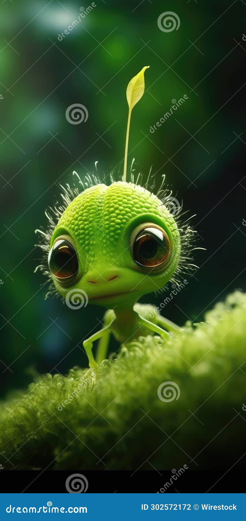 AI Generated Illustration of a Green Alien with a Leaf on Its Head ...