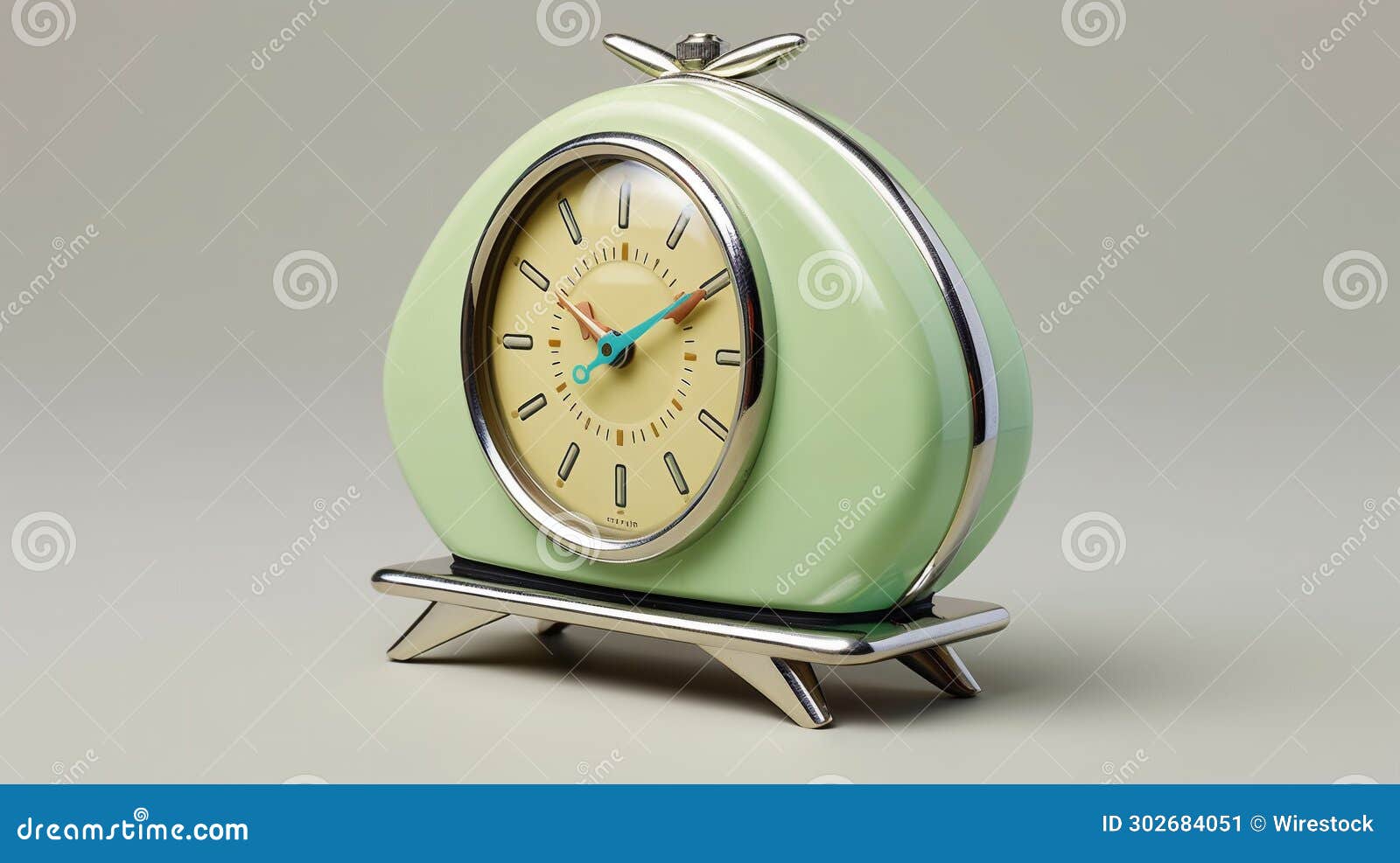 AI Generated Illustration of a Green Analog Clock Isolated on a Beige ...