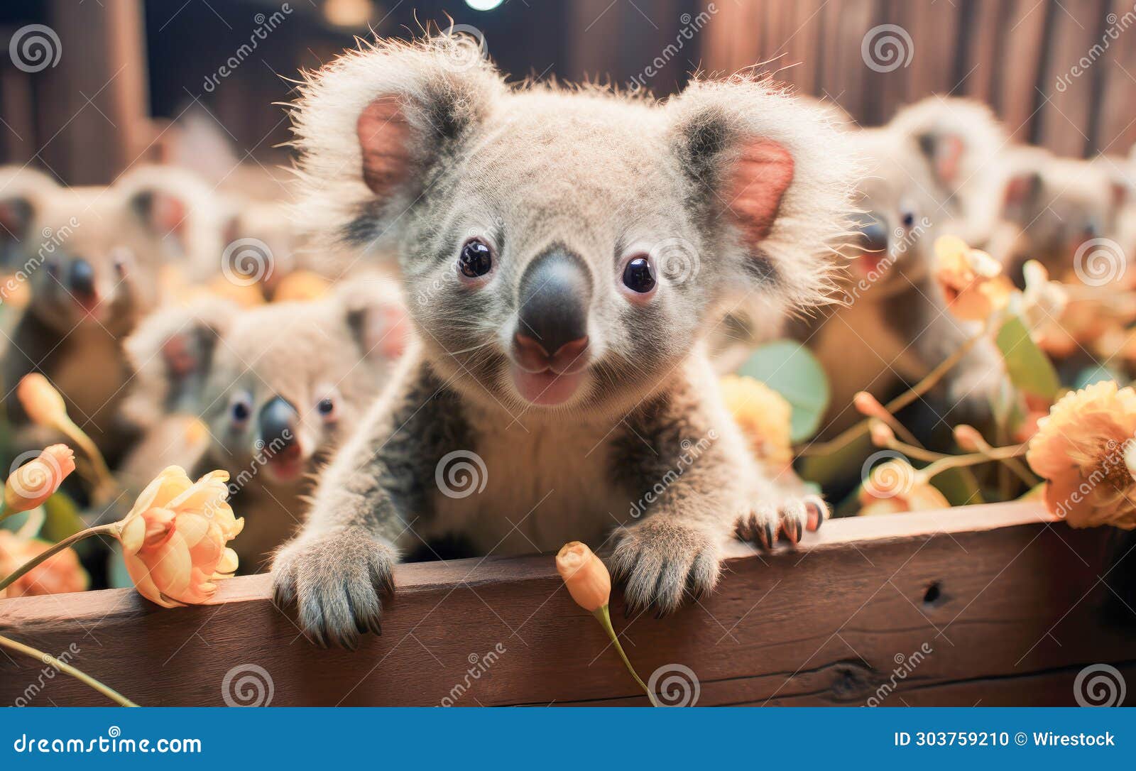 AI Generated Illustration of a Group of Koalas in a Forest, Looking ...