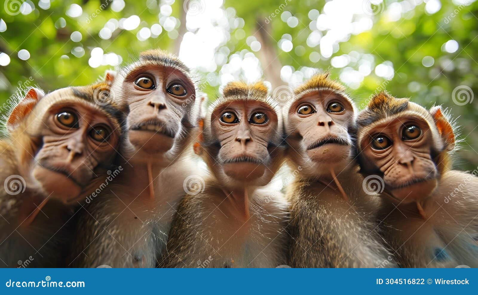 A Group of Monkeys are All Looking at the Camera with Googly Eyes Stock ...