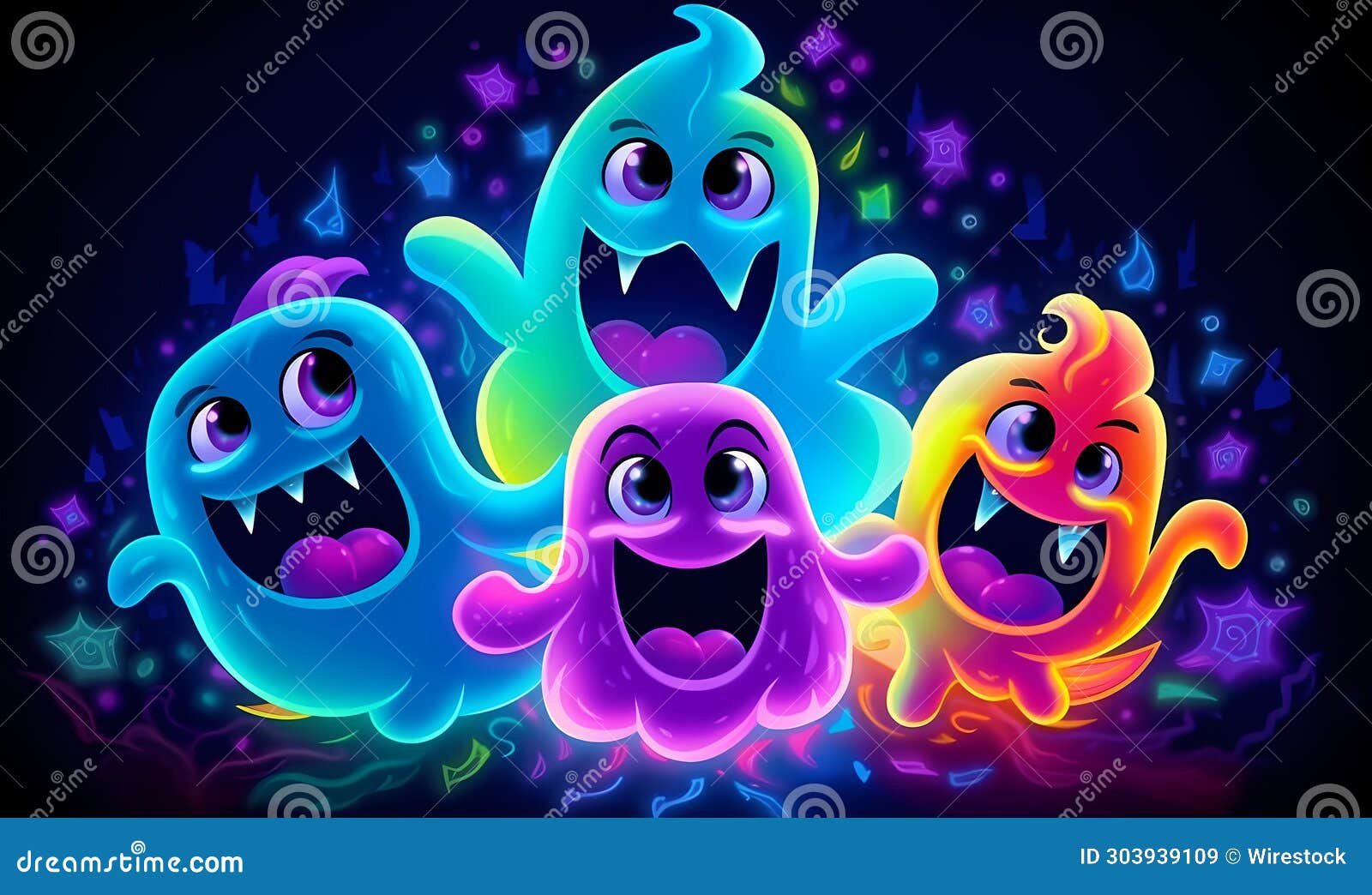 AI Generated Illustration of a Group of Monstrous Cartoon Creatures ...