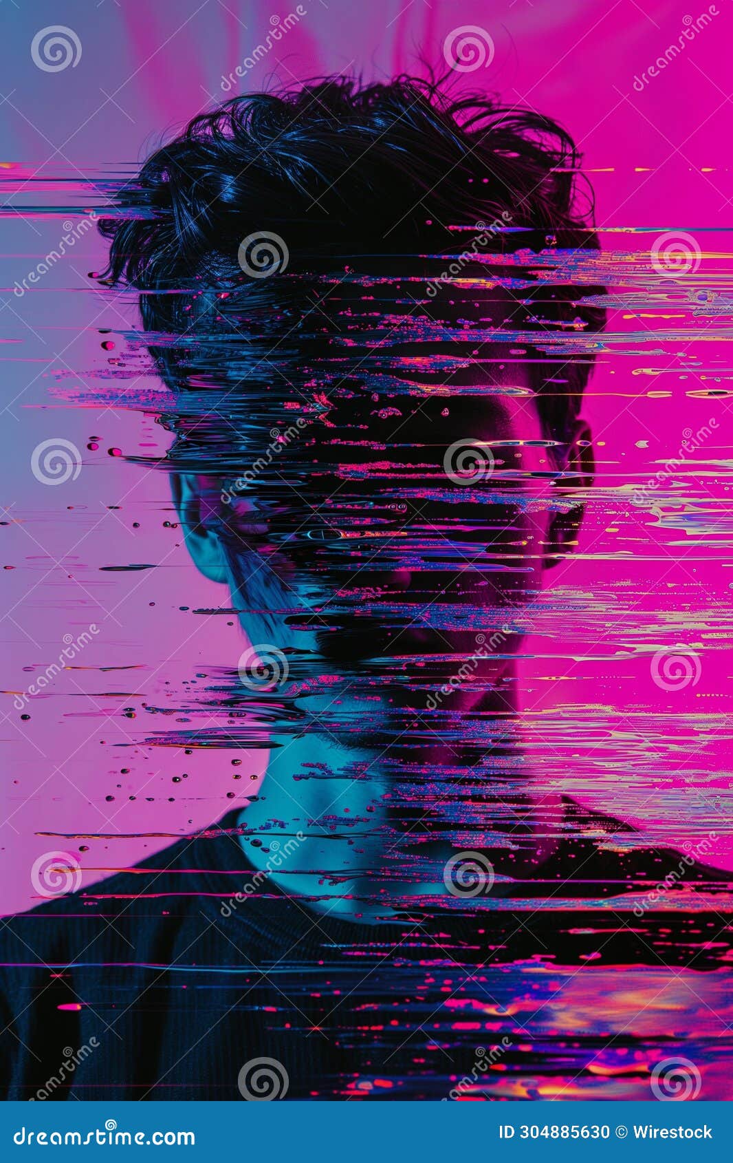 AI Generated Illustration of a Guy S Face Fragmented by Streaks of ...