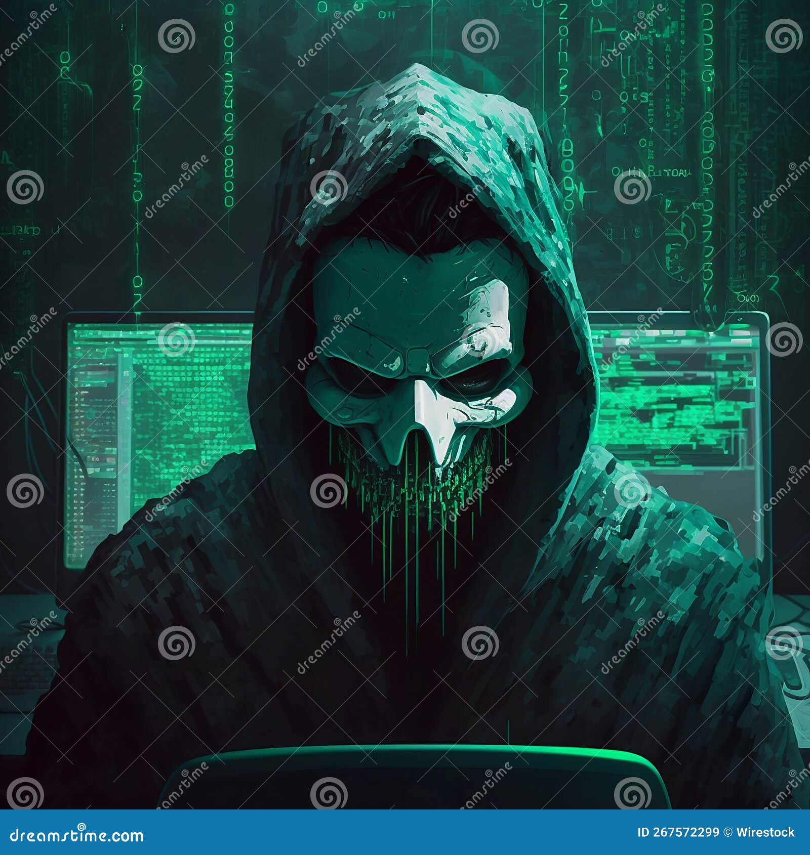 AI Generated Illustration of a Hacker Wearing a Scary Mask with ...