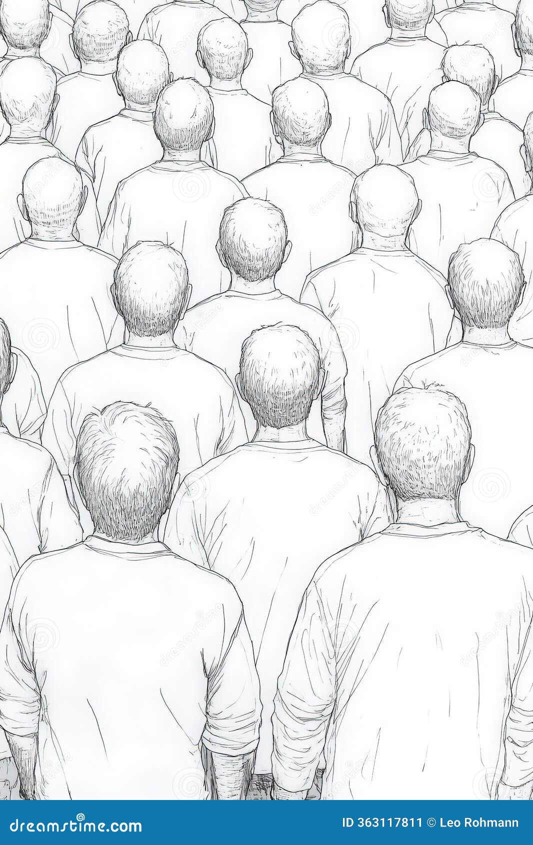 Hand Drawn Sketch of Anonymous Crowd Pencil Texture Monochrome Shading ...