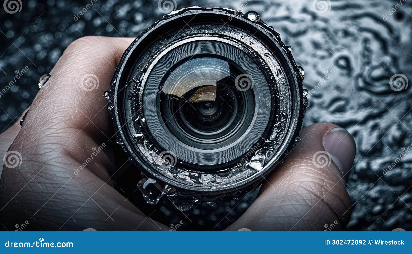 AI Generated Illustration of a Hand Gripping a Camera Lens Stock ...
