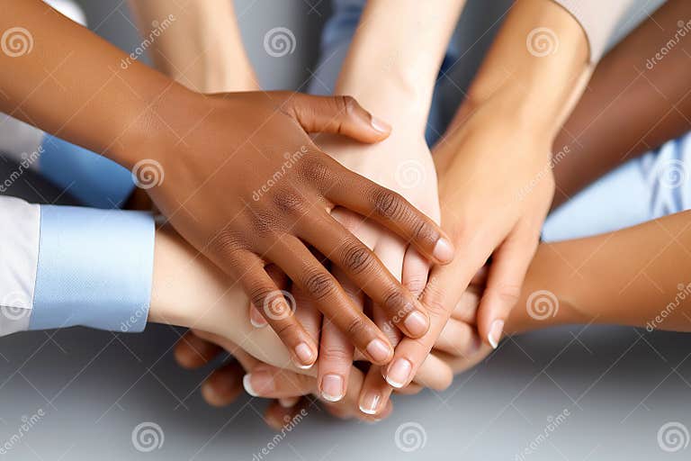 AI Generated Illustration of Hands Coming Together in Unity and ...