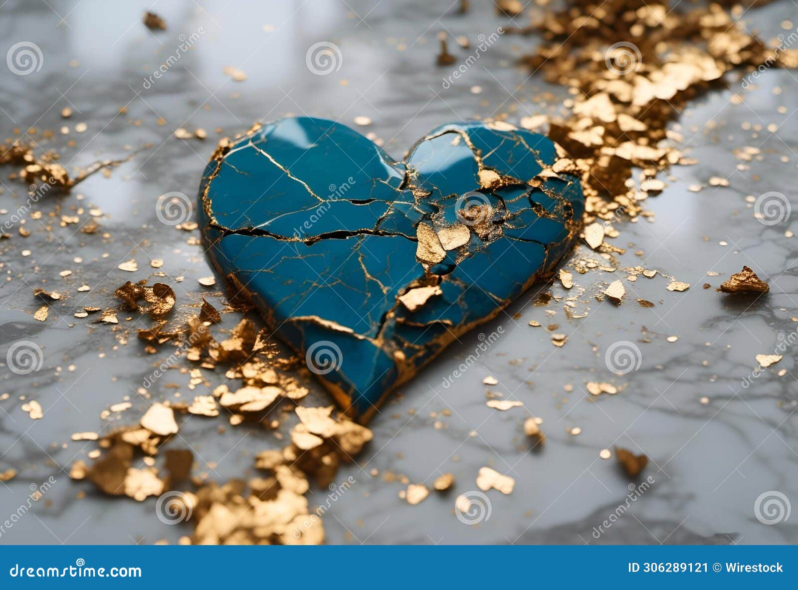 AI Generated Illustration of Heart-shaped Broken Kintsugi Object on ...