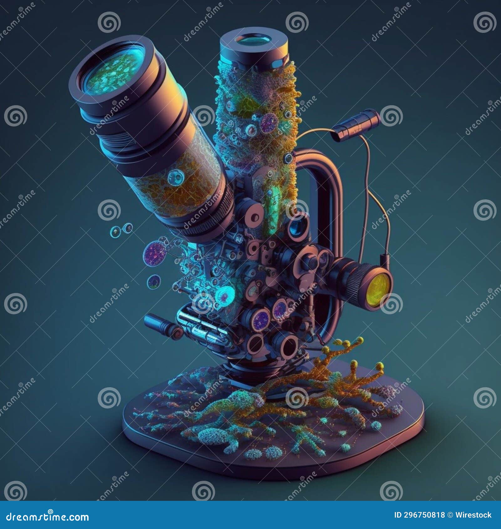 AI Generated Illustration of a High Graphical Microscope with Illumines ...