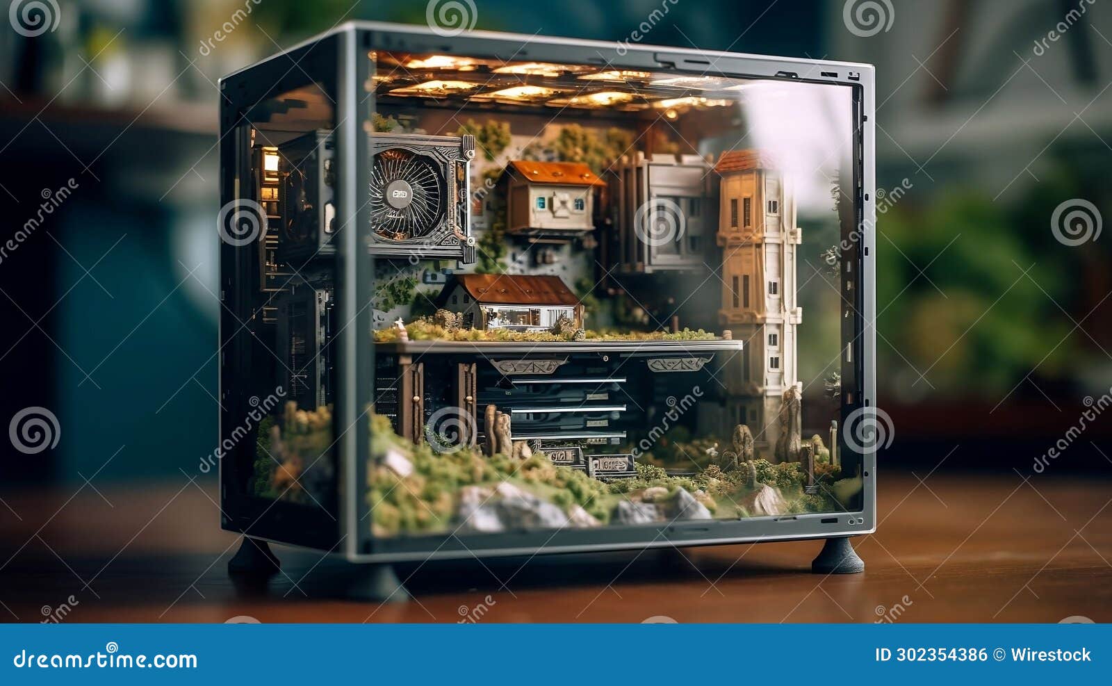 Computer Running on a Small Town Concept Stock Illustration ...