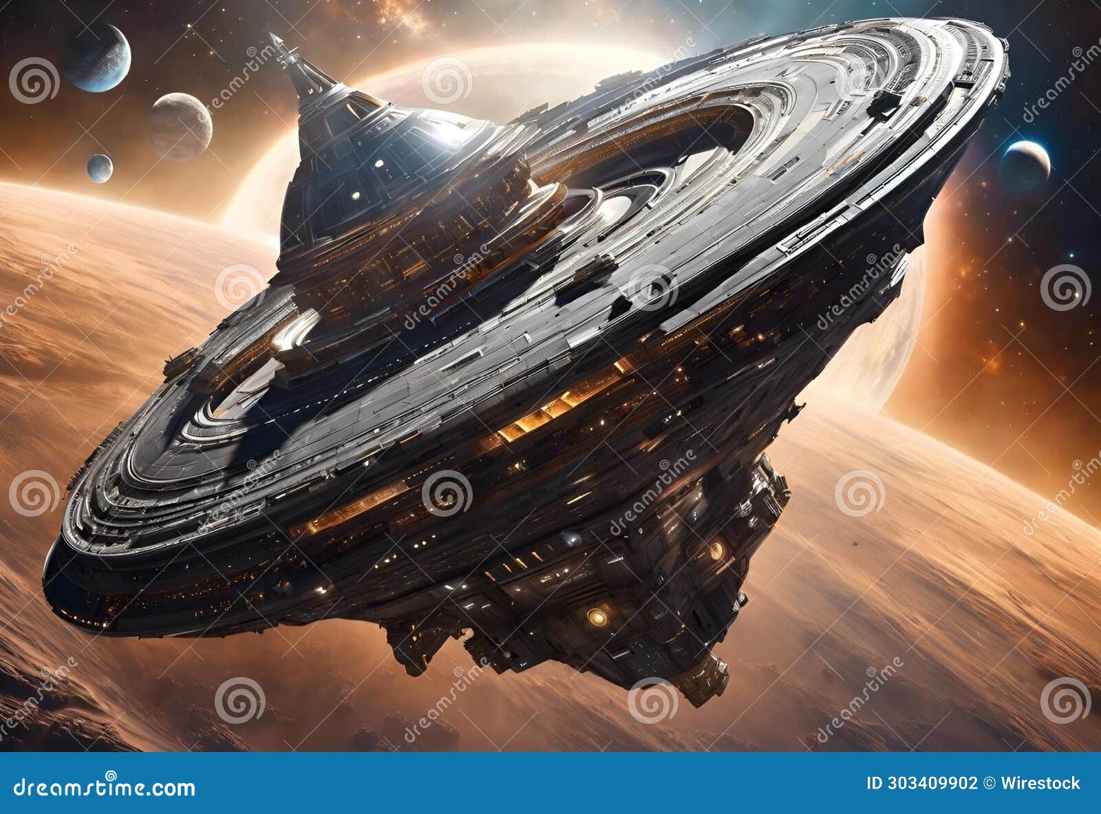 AI Generated Illustration of a High-tech Spacecraft Soaring Above a ...