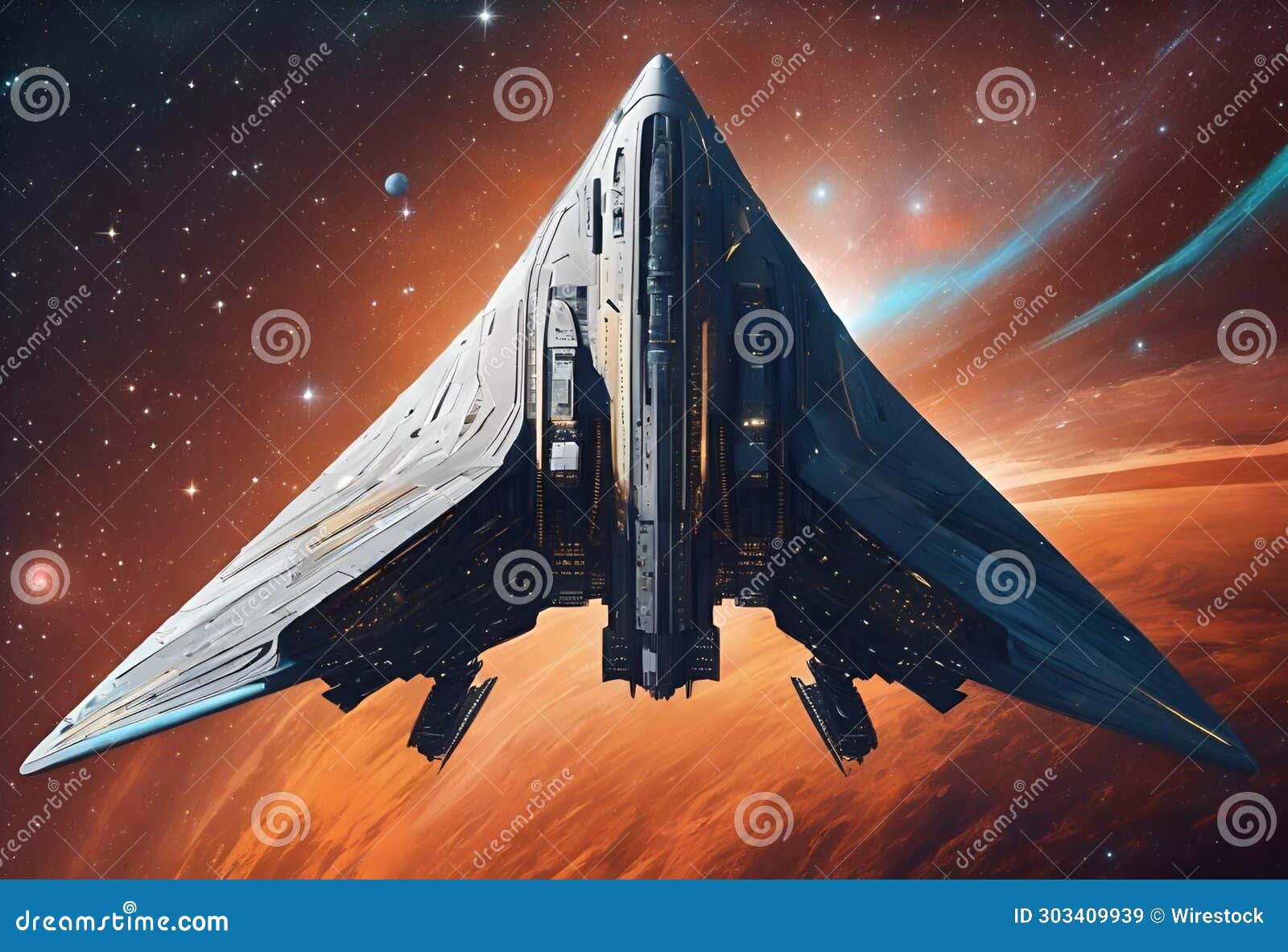 AI Generated Illustration of a High-tech Spaceship with a Powerful ...