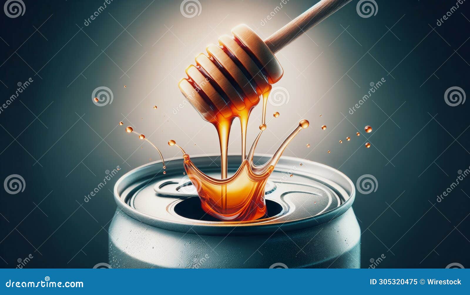 AI Generated Illustration of Honey Drips from a Dipper into an Open Can ...