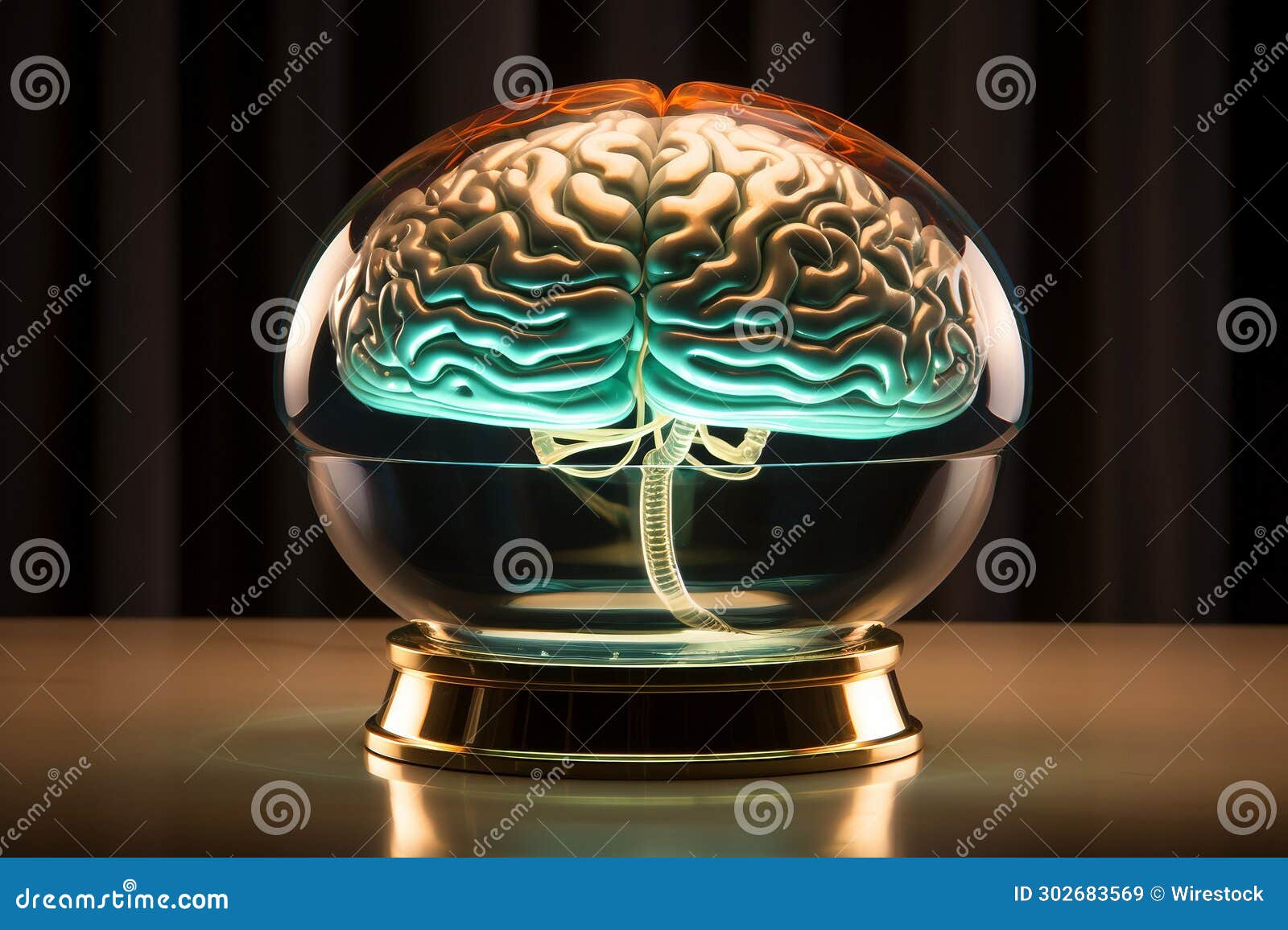 AI Generated Illustration of a Human Brain in a Glass Container Stock ...