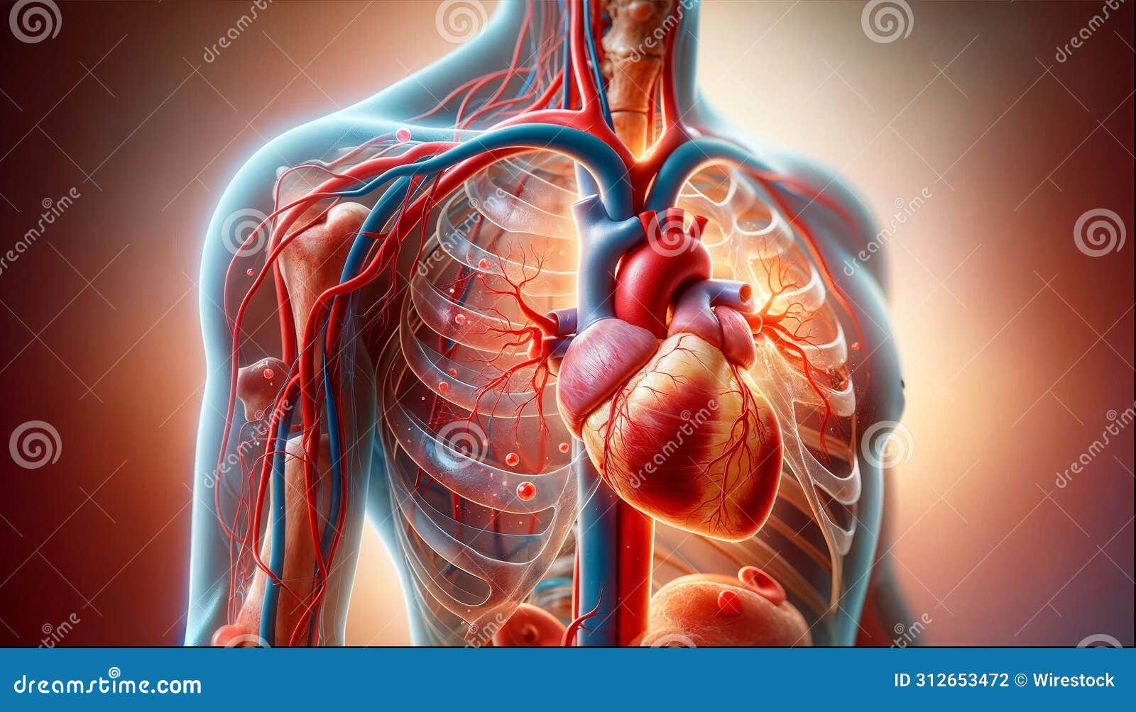 Human Cardiovascular System, Highlighting Major Arteries And Veins In ...
