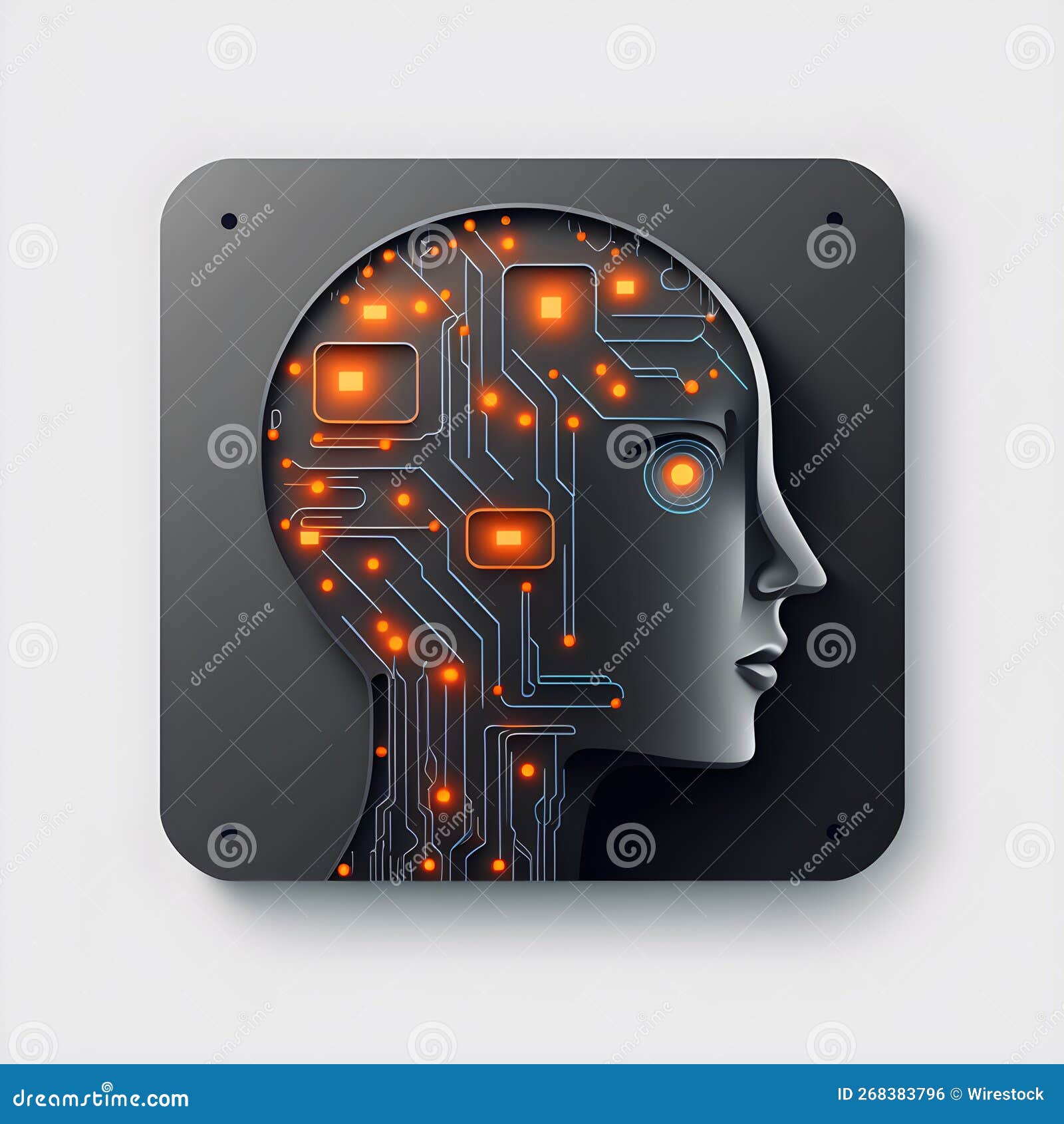 AI-generated Illustration of a Human Side Profile with Machinery in the ...