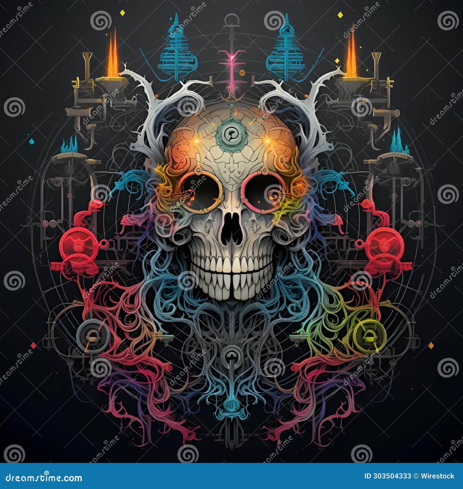 Clockwork Skull Vector Illustration | CartoonDealer.com #54490616