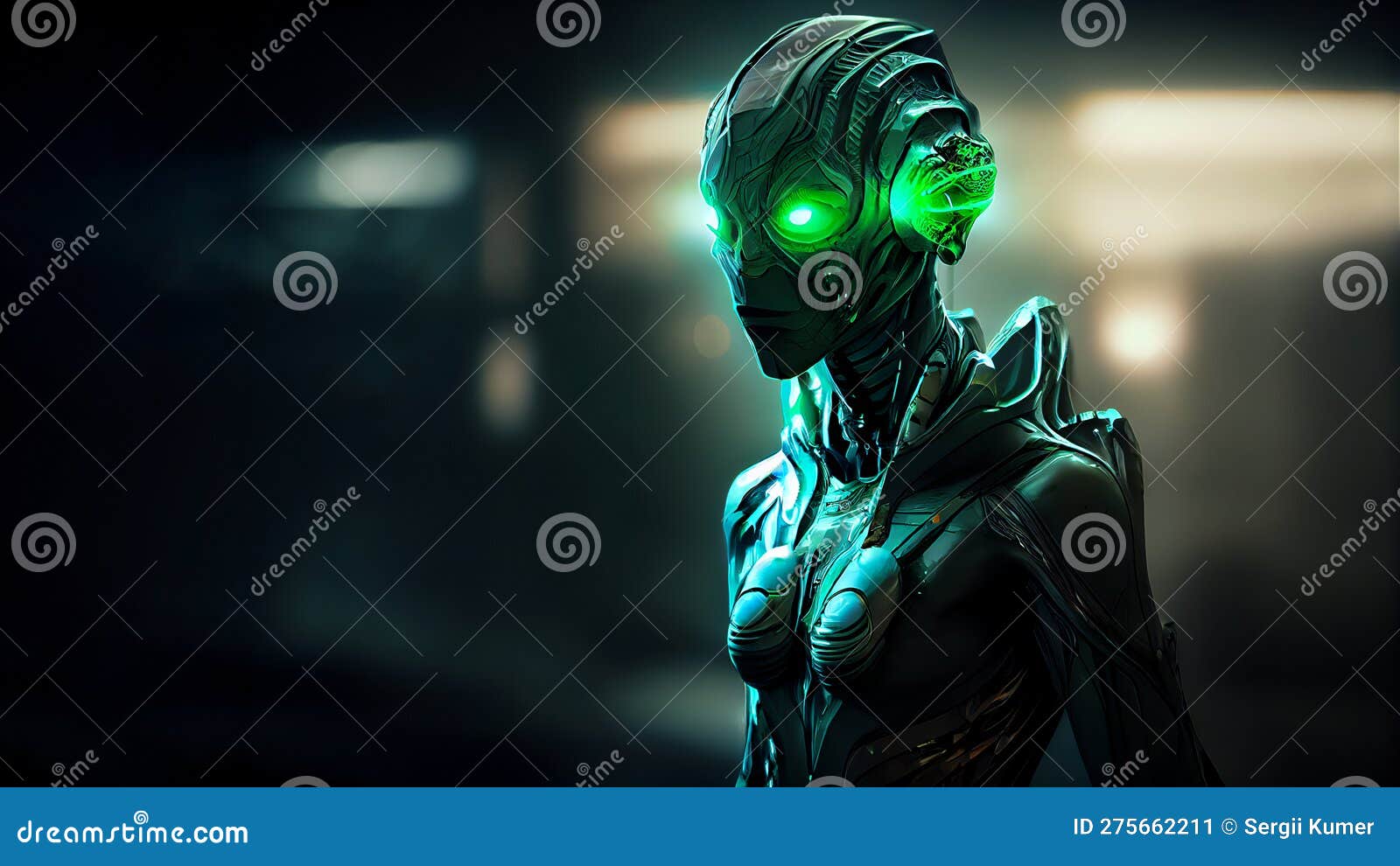 AI Generated Illustration of Humanoid Alien with Telepathical ...