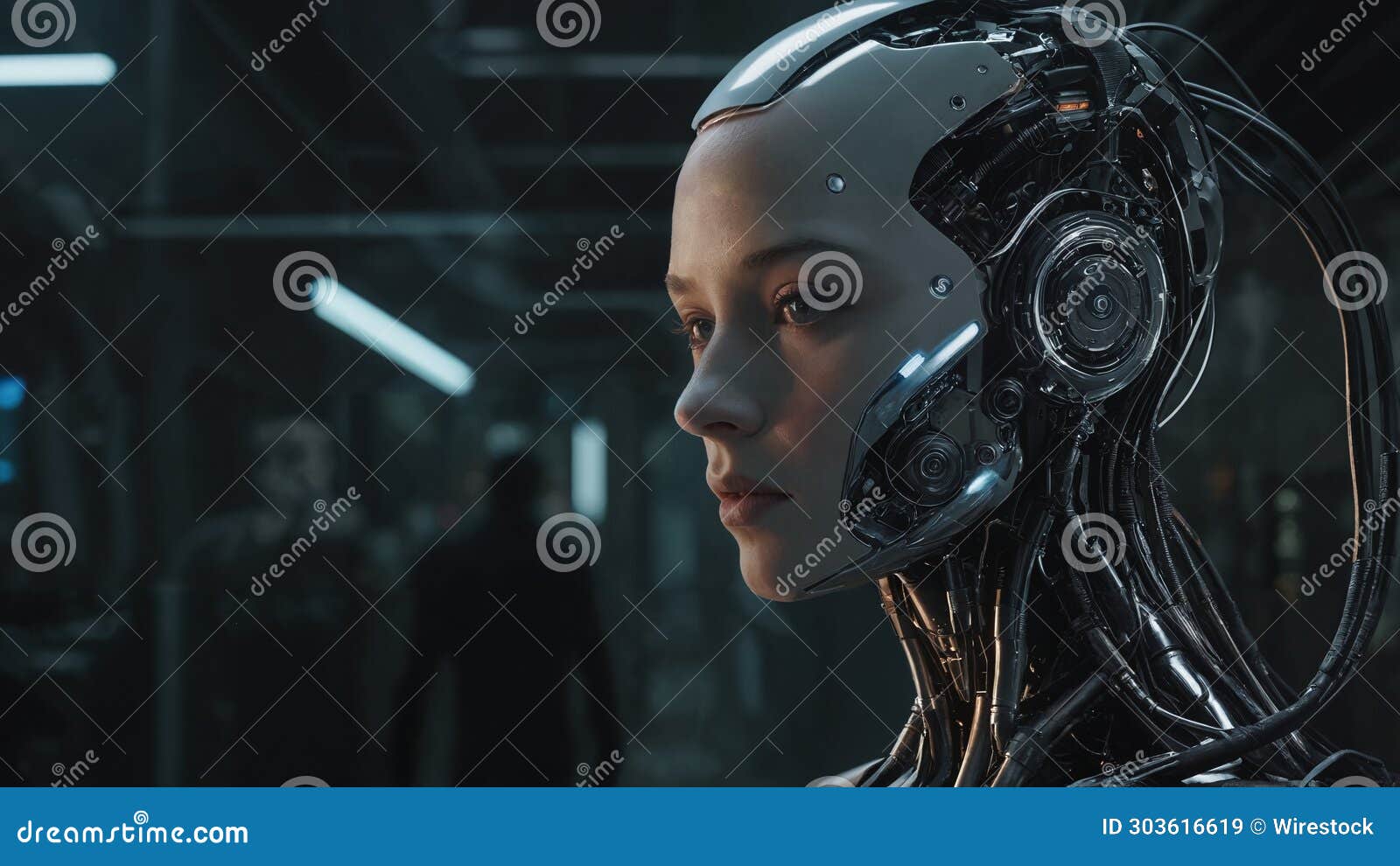A Humanoid Robot Stands In A Picturesque Outdoor Setting Stock