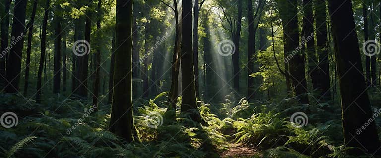 AI Generated Illustration of a Hyper-realistic Forest Scene with Lush ...
