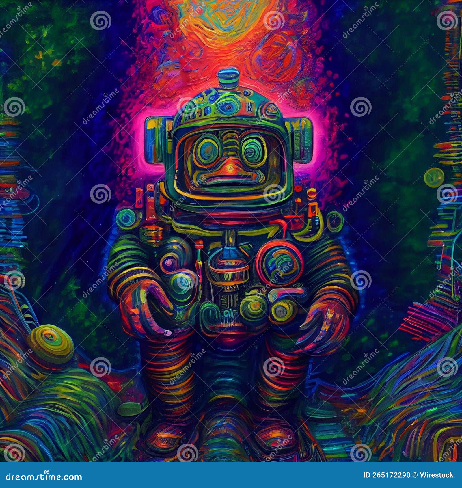 AI Generated Illustration of Hyperintelligent Robot on a Psychedelic ...