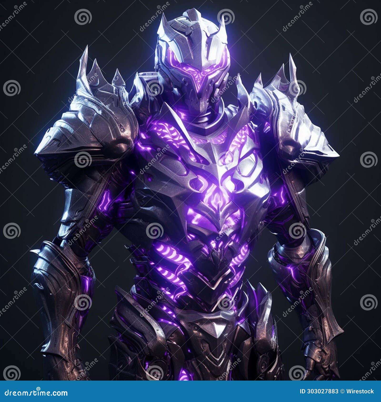 AI Generated Illustration of an Illuminated Metallic Robot in a Science ...