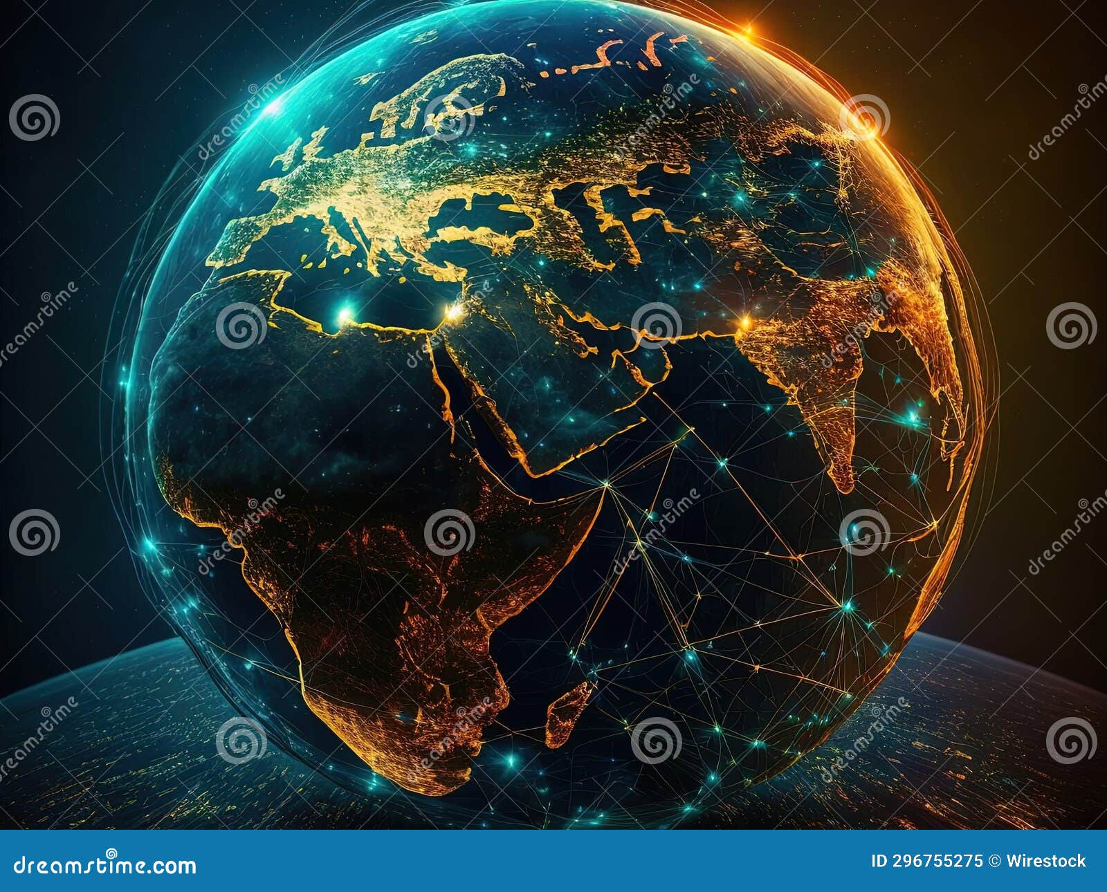 AI Generated Illustration of the Illuminated Planet Earth Surrounded by ...