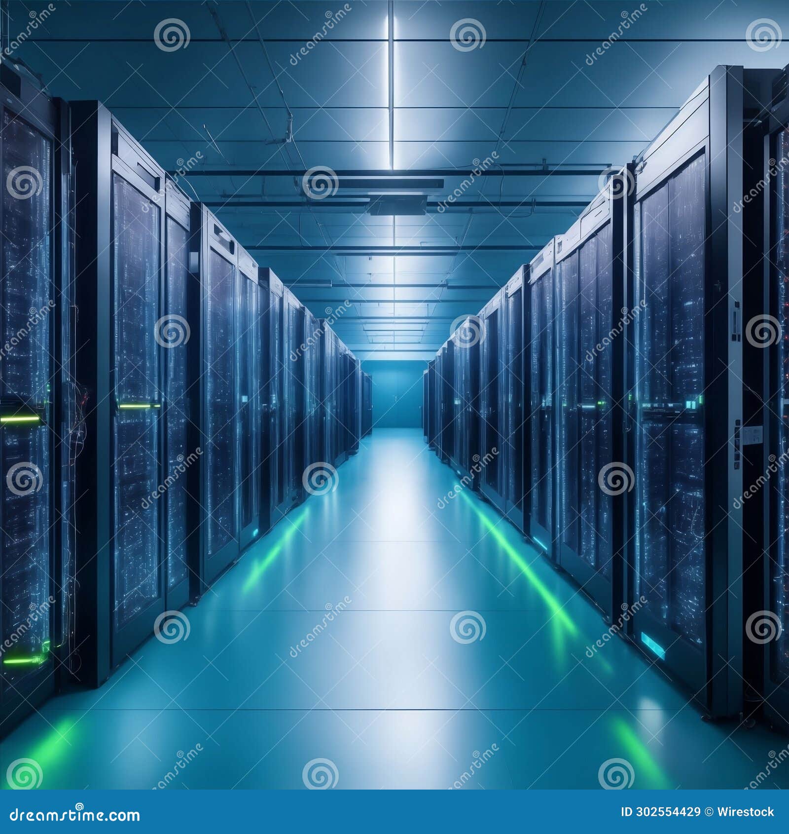 Empty Server Room in an Office with Rows of Large Computer Servers ...